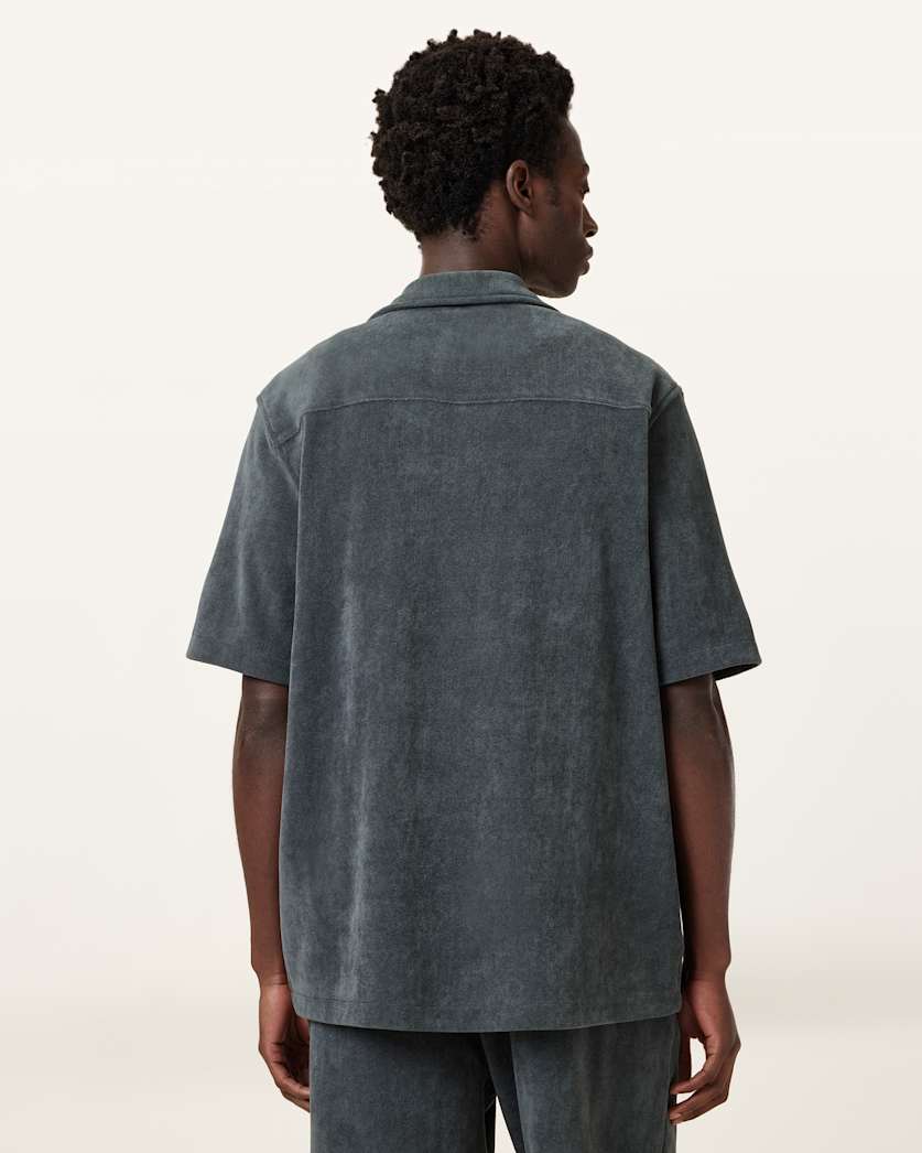 Felix Relaxed Towel Short Sleeve Ramskull Shirt PITCHED BLUE | ALLSAINTS